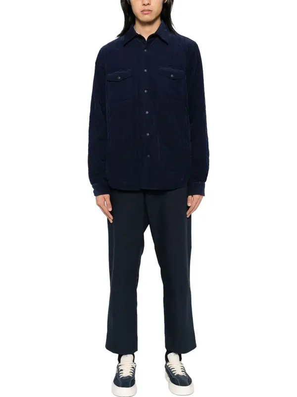 Aspesi Padded Velvet Shirt Jacket - Blue