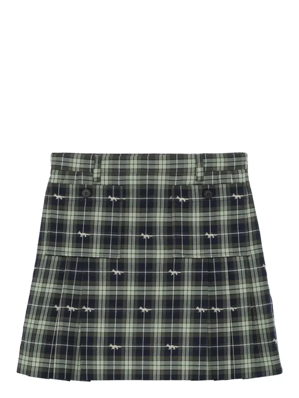 Maison Kitsuné Pocket-embellished Pleated Mini Skirt - Green