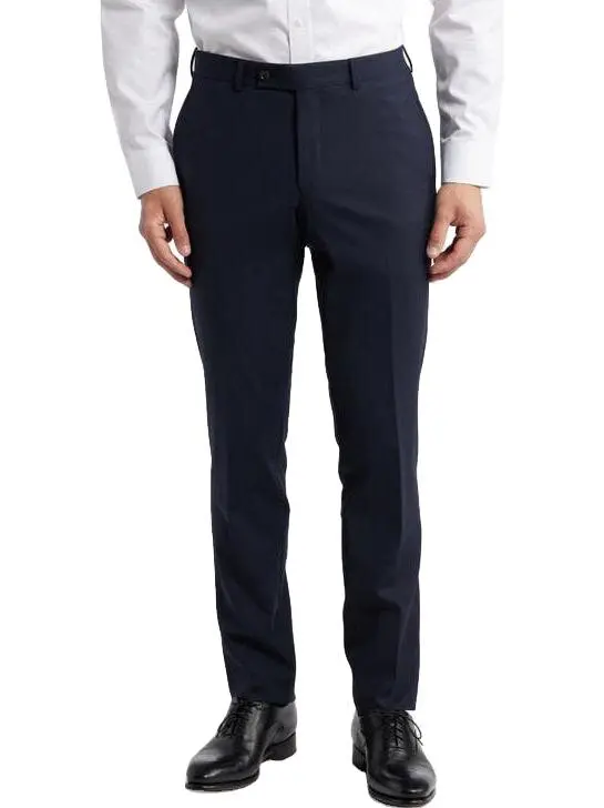 JACK VICTOR Patrick Flat Front Stretch Wool Dress Pants - Navy