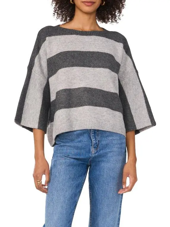 Vince Camuto Wide Stripe Sweater - Light Heather Grey