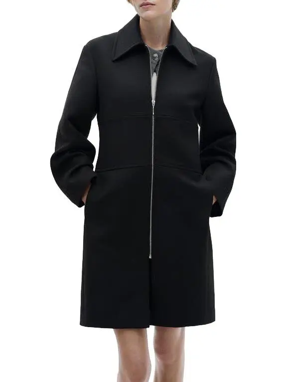 Mango Straight Cut Coat - Black