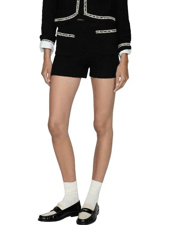 Mango Contrast Trim Knit Shorts - Black