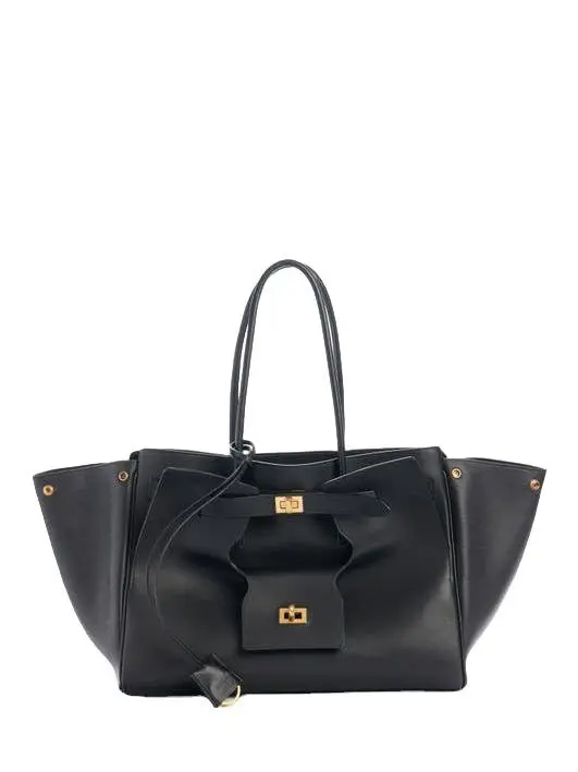 Balenciaga Bel Air Medium Leather Tote - 1000 Black