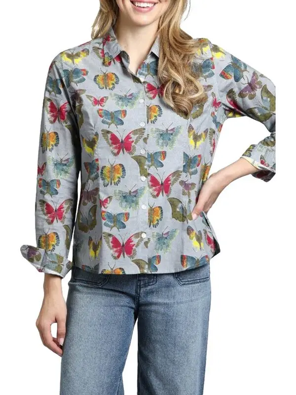 APNY Print Poplin Shirt - Grey Multi