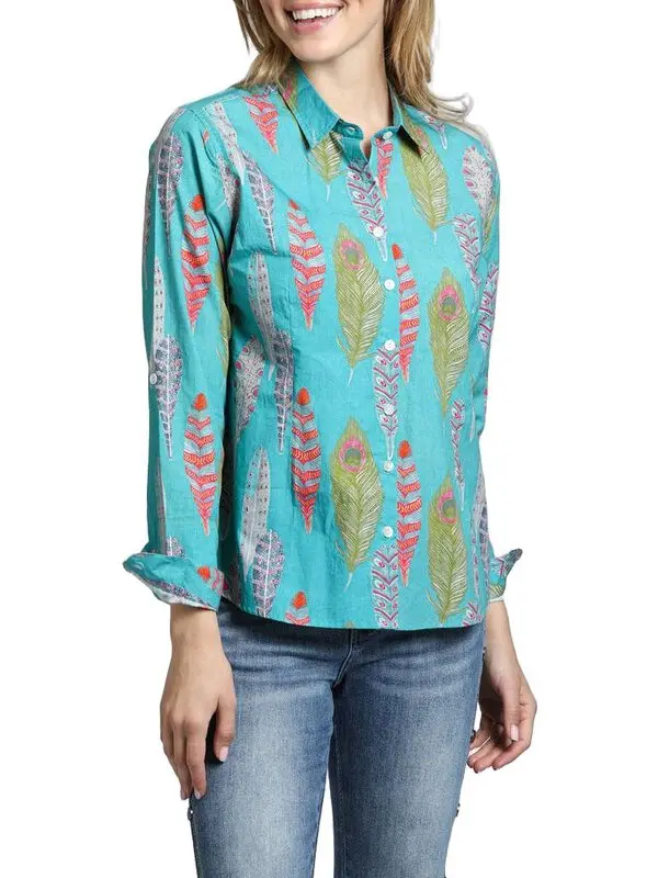 APNY Print Poplin Shirt - Turquoise Multi