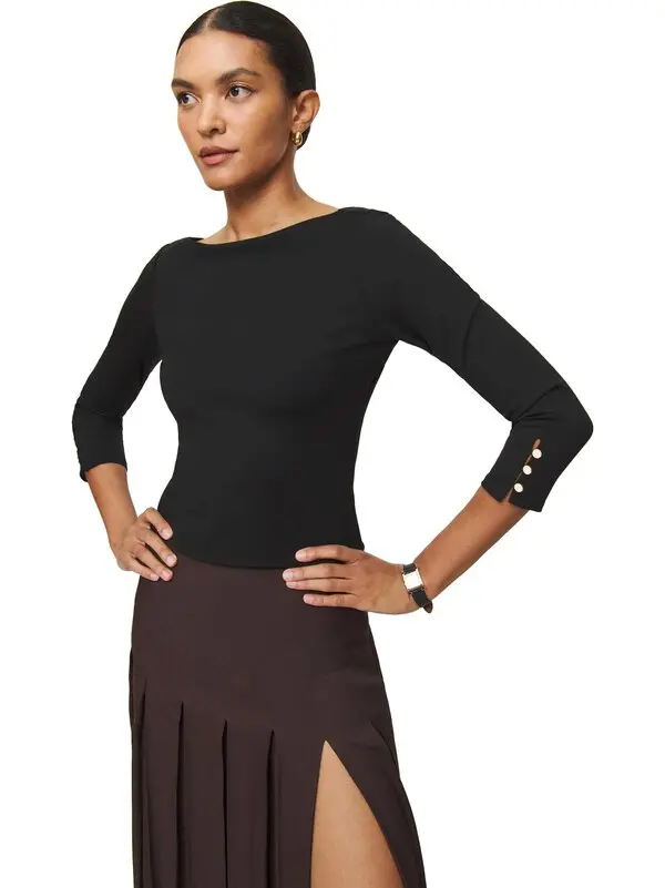 REFORMATION Jalen Knit Top - Black