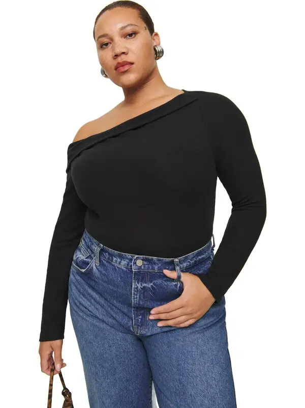 REFORMATION Elio Knit Top - Black