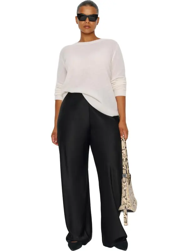 REFORMATION Gale Satin Trousers - Black