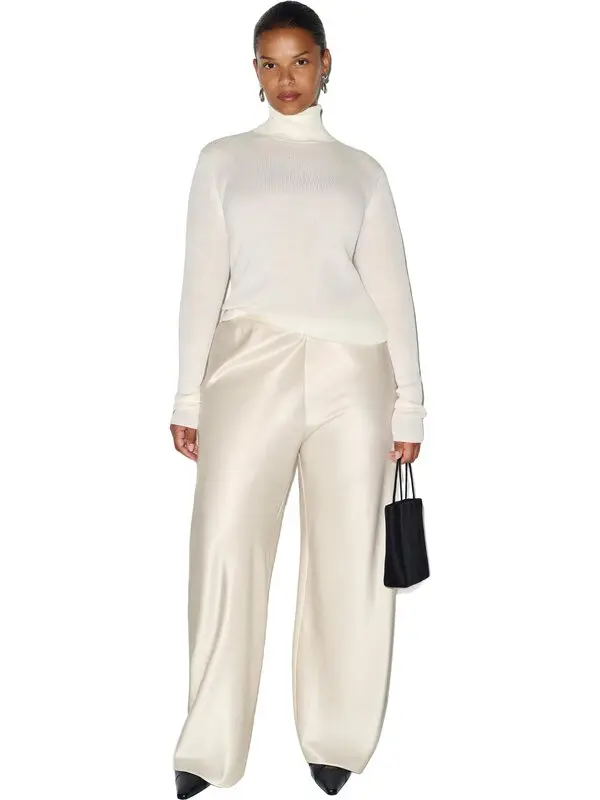 REFORMATION Gale Satin Trousers - Ivory