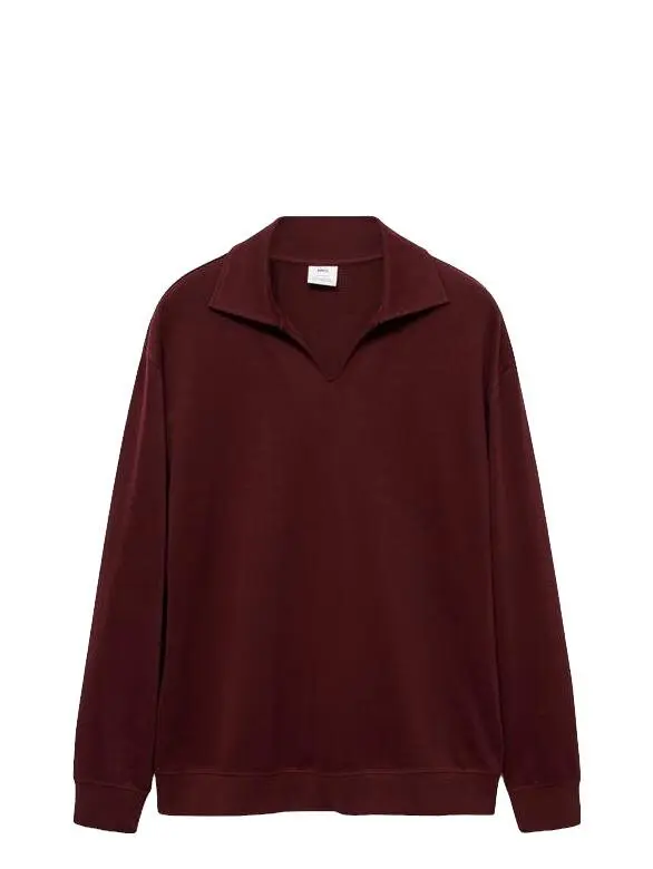 Mango Oversize Cotton Polo Sweatshirt - Burgundy