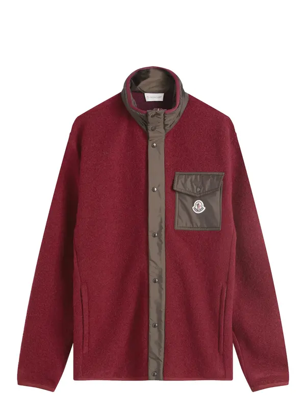 Moncler Fleece Button Down Jacket - Medium Red