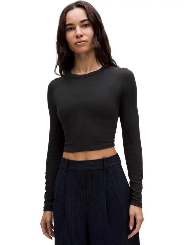 Lululemon Hold Tight Straight-hem Cropped Long-sleeve Shirt - Black