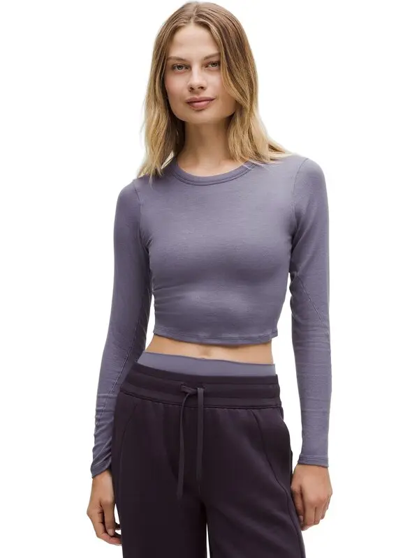 Lululemon Hold Tight Straight-hem Cropped Long-sleeve Shirt - Grape Mist