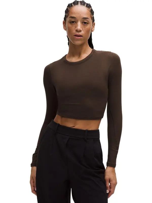 Lululemon Hold Tight Straight-hem Cropped Long-sleeve Shirt - Walnut Crunch