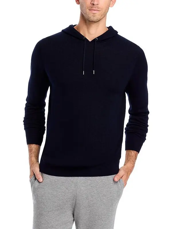 Bloomingdale'S Extra Fine Merino Wool Slim Fit Hooded Sweater - Navy Blue