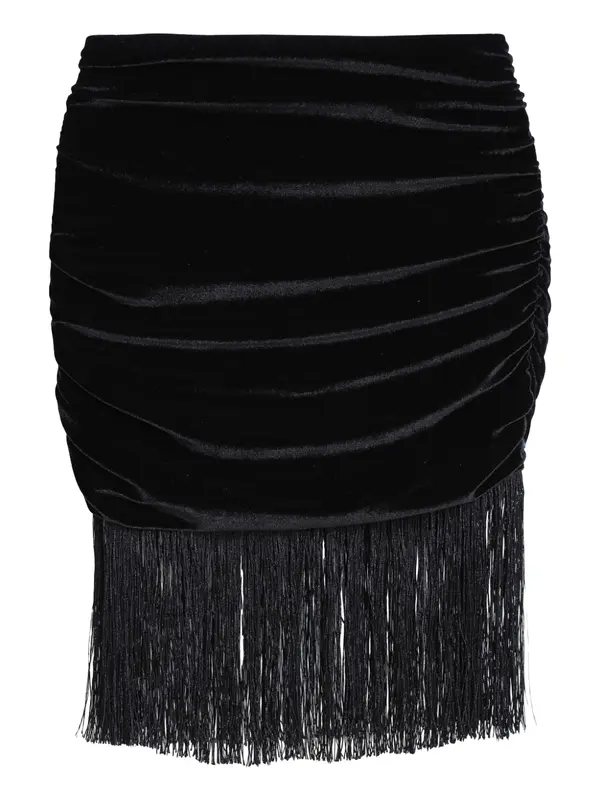 AMIR SLAMA Velvet Fringe Mini Skirt - Black