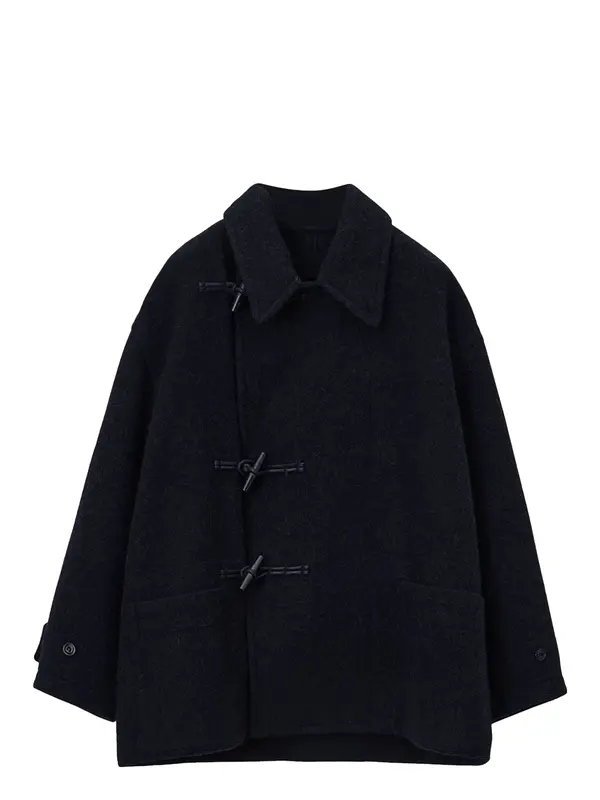 LEMAIRE Belted Felted Duffle Jacket - Black