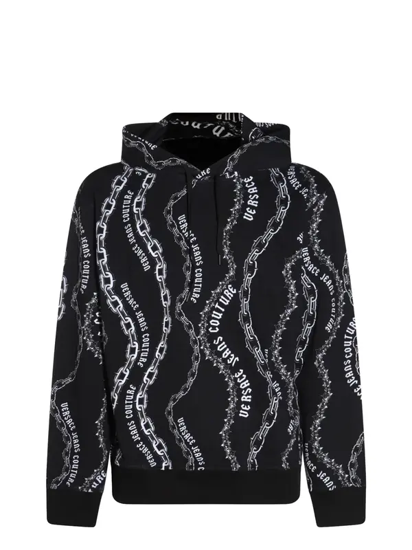 Versace Logo-print Cotton Hoodie - Black
