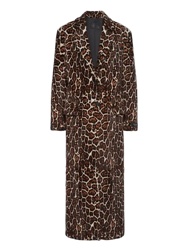 Prada Animal-printed Sheepskin Coat - Brown