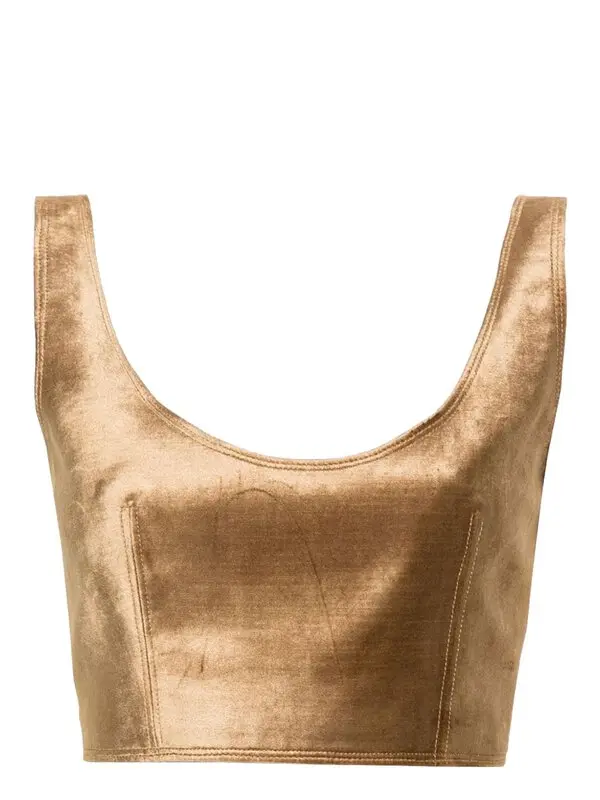 FORTE_FORTE Cropped Velvet Tank Top - Gold