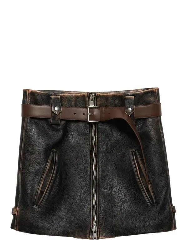 Prada Leather Mini Skirt - Black