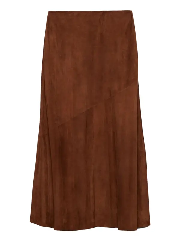 Prada Suede Midi Skirt - Brown