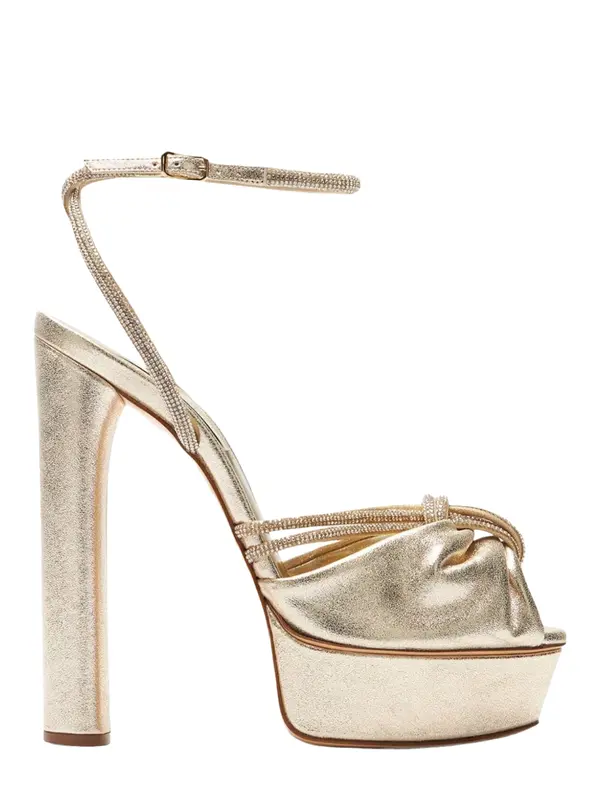 Casadei 140mm Taylor Flora Wonder Sandals - Gold
