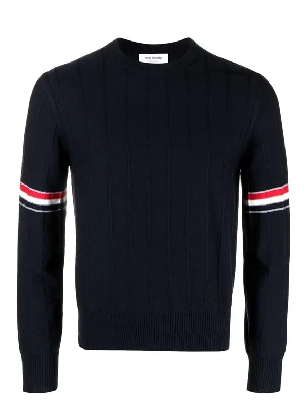Thom Browne Rwb Stripe Virgin Wool Crewneck Jumper - Blue