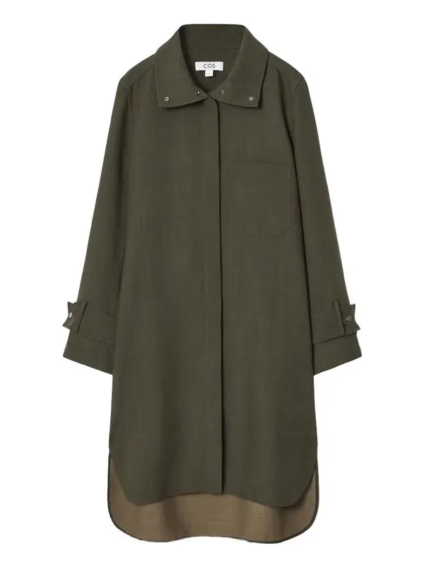 Cos Oversized Wool-blend Shirt Dress - Brown