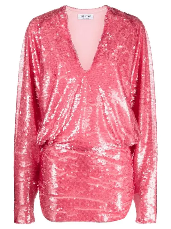 Attico Gael Sequined Mini Dress - Pink