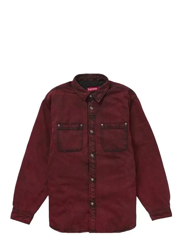 Supreme Faux Shearling Lined Work Shirt - Red Denim