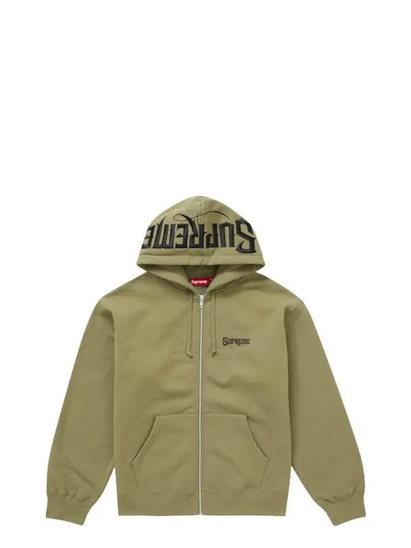 Supreme Mister Cartoon Zip-up Hooded Sweatshirt - Light Olive