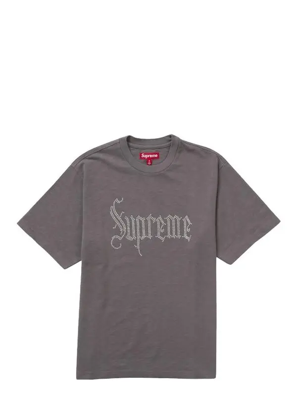 Supreme Rhinestone Short Sleeve Top - Grey