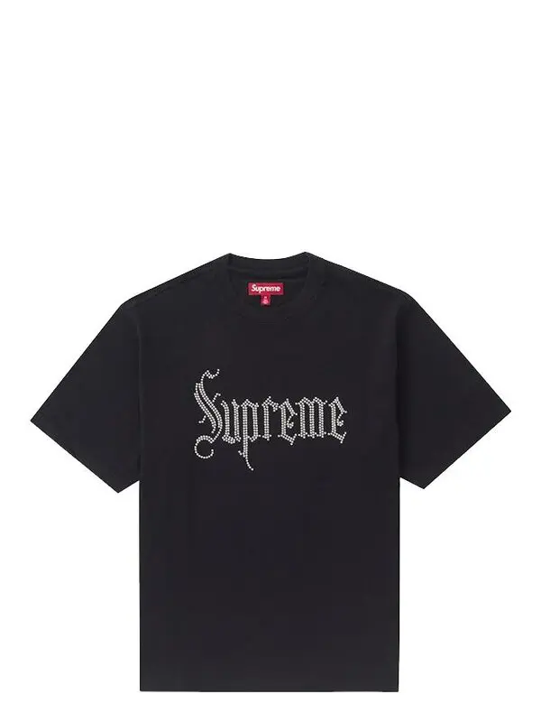 Supreme Rhinestone Short Sleeve Top - Black