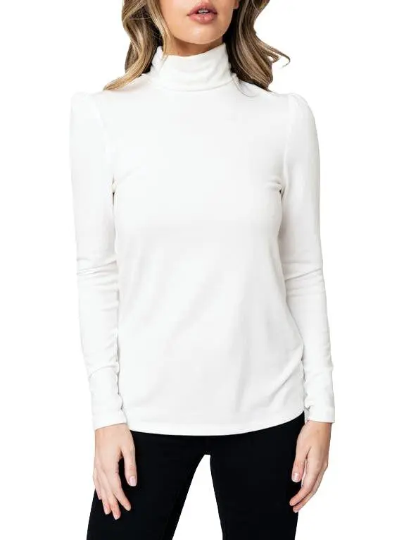 GIBSONLOOK Puff Sleeve Ribbed Turtleneck - Ivory