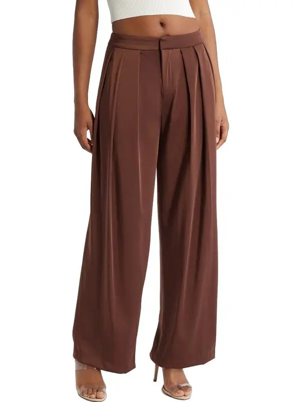 MISTRESS ROCKS Pleated Wide-leg Trousers - Cocoa