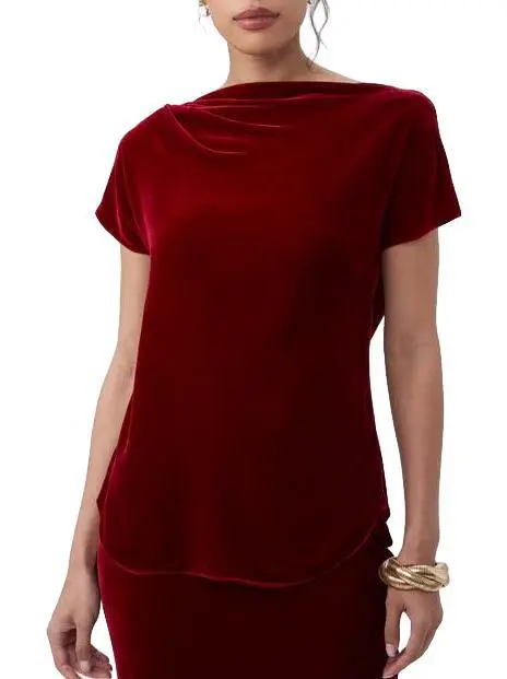 Trina Turk Sintha Velvet Top - Vixen Red