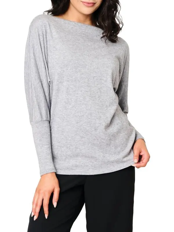 GIBSONLOOK Slouchy Boatneck Top - Heather Grey