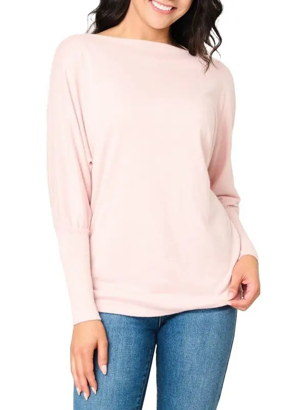 GIBSONLOOK Slouchy Boatneck Top - Pink Smoke
