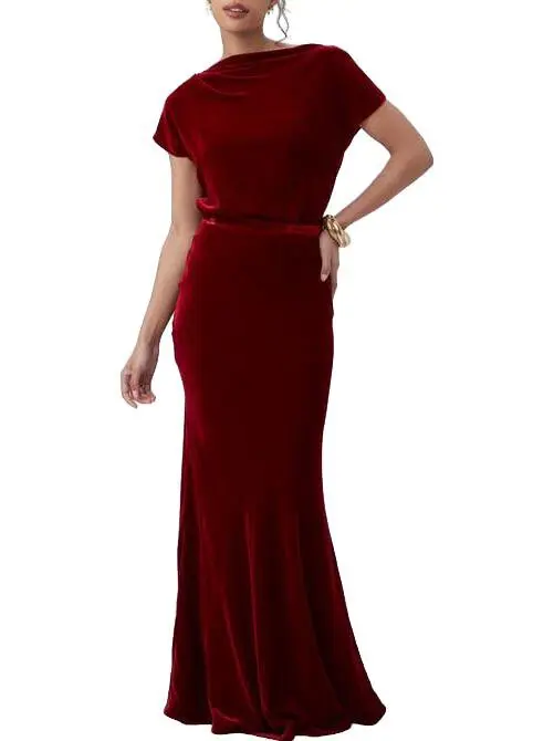 Trina Turk Rabina Velvet Maxi Skirt - Vixen Red