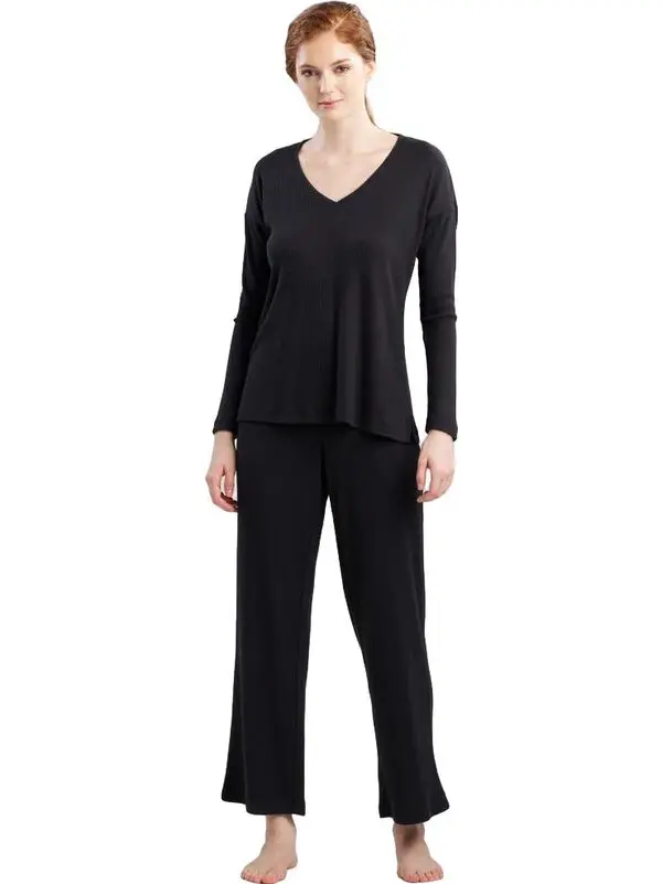 Natori Eden Everywhere V-neck Top - Black