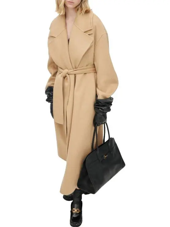 Mango Wool Blend Coat With Removable Vest Insert - Medium Brown