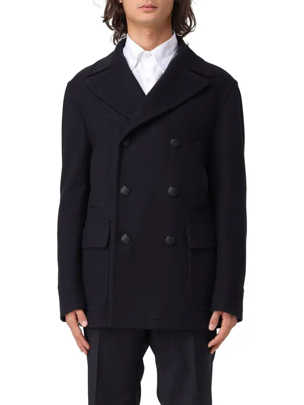 Tagliatore Double Breasted Pea Coat - Blue 1