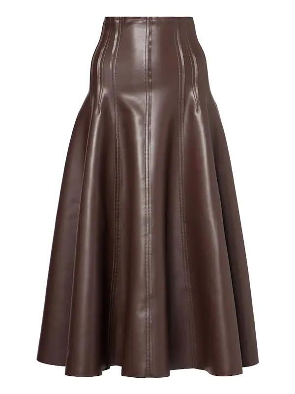 Norma Kamali High-rise Faux Leather Midi Skirt - Brown
