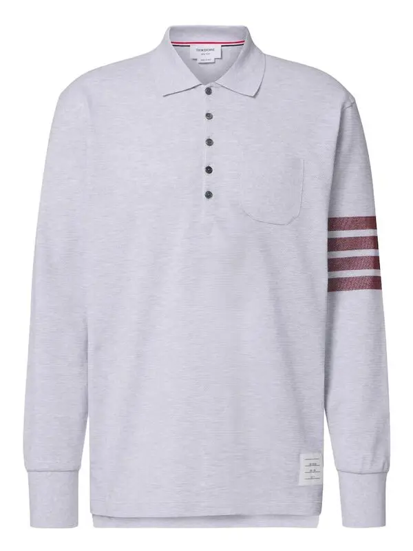 Thom Browne 4-bar Cotton Polo Shirt - Grey