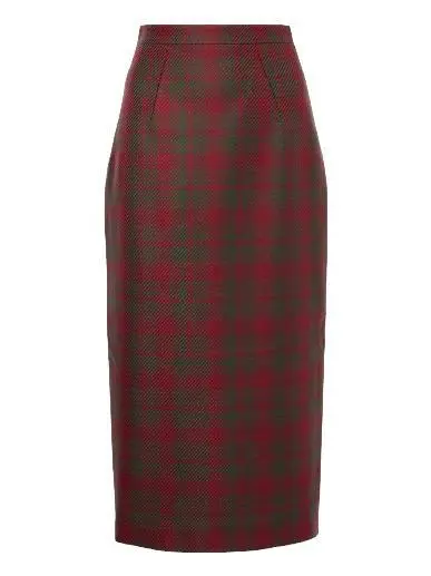 EMILIA WICKSTEAD Lorelei Plaid Wool-blend Pencil Skirt - Red