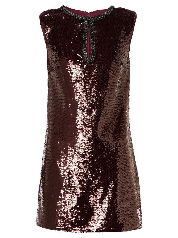 SELF-PORTRAIT Sequined Mini Dress - Brown