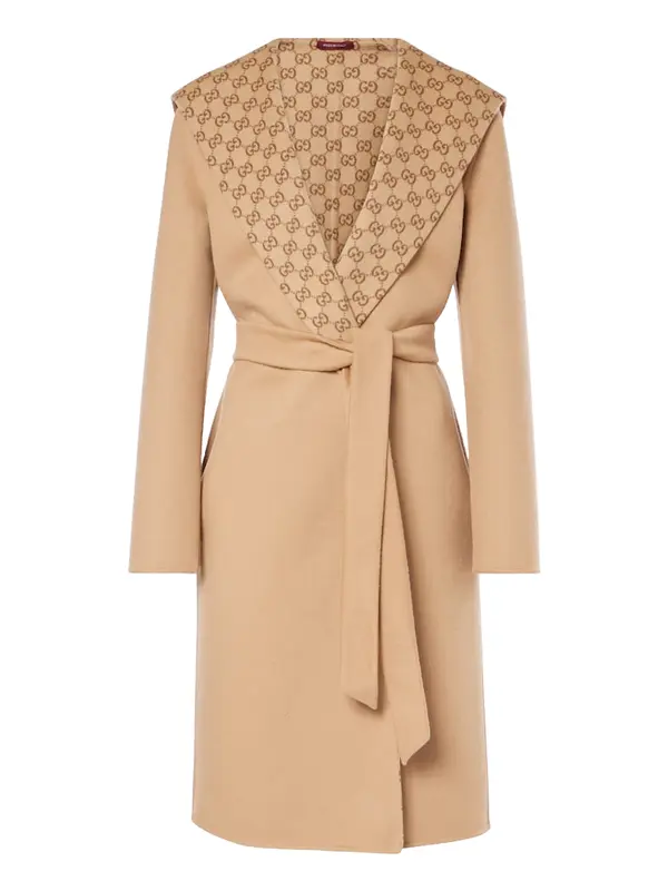 Gucci Gg Reversible Wool & Silk Coat - Beige