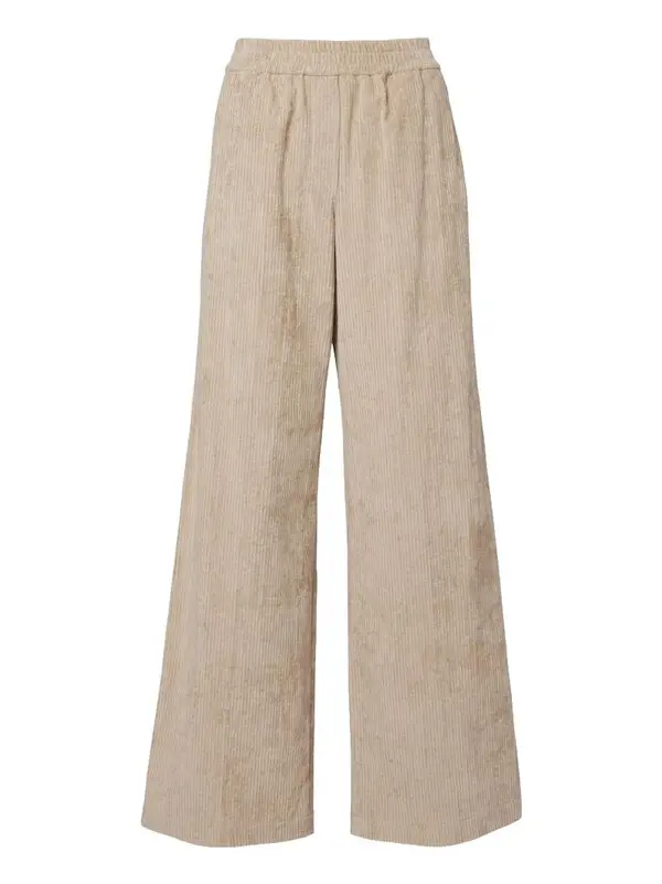 Brunello Cucinelli High-rise Wide-leg Corduroy Trousers - Beige