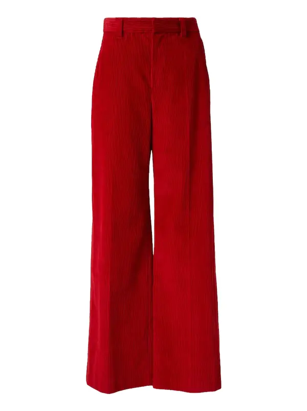 Brunello Cucinelli High-rise Wide-leg Corduroy Trousers - Red